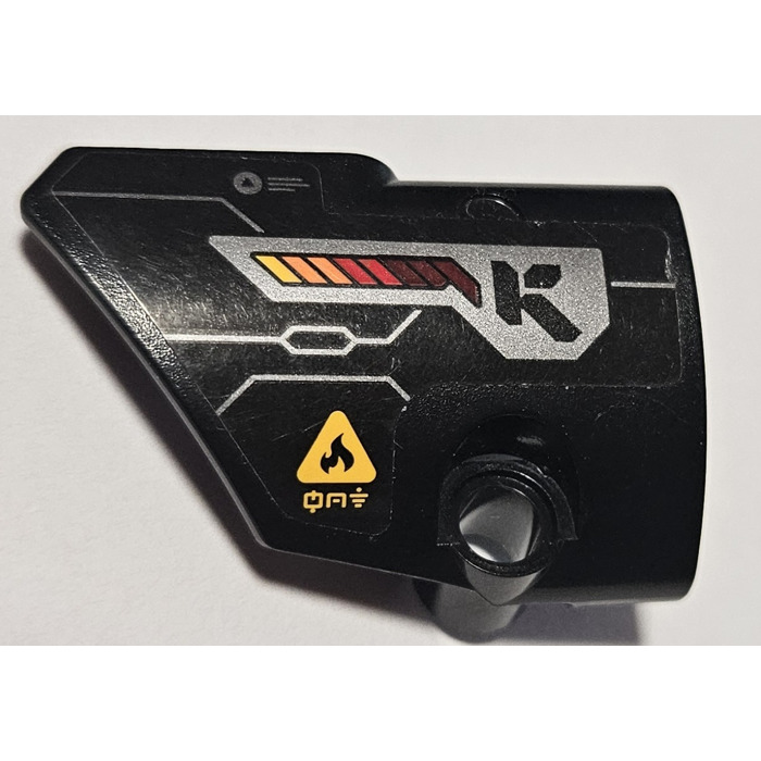 LEGO Black Curved Panel 1 Left with Fire Warning Triangle, Letter K and ...