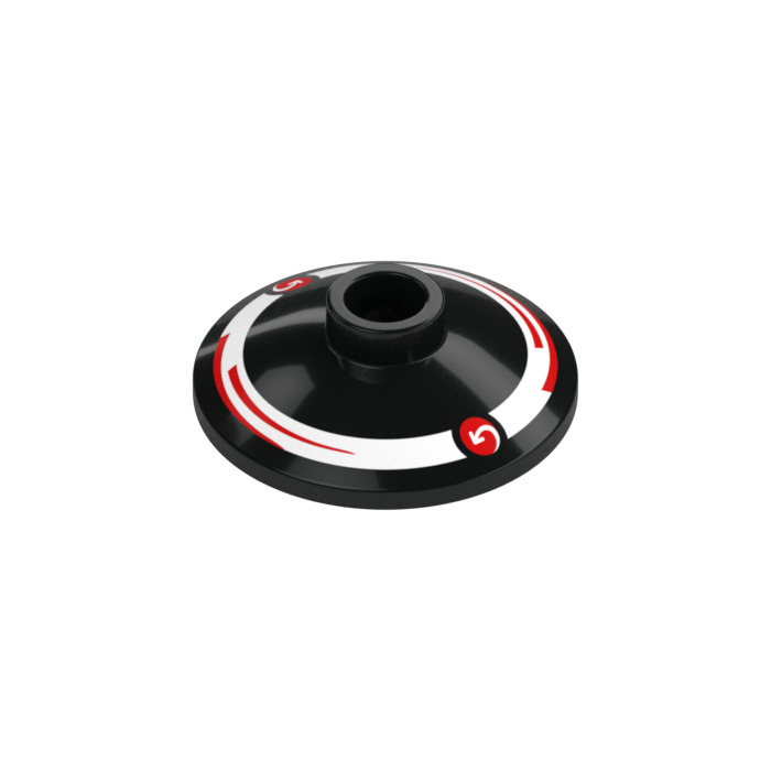 LEGO Black Dish 2 x 2 with Hubcap with MoneyGram Logos and Red Strips ...