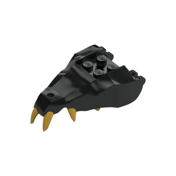 LEGO Black Dragon Head Jaw with Studs and Gold Teeth (72224) | Brick ...