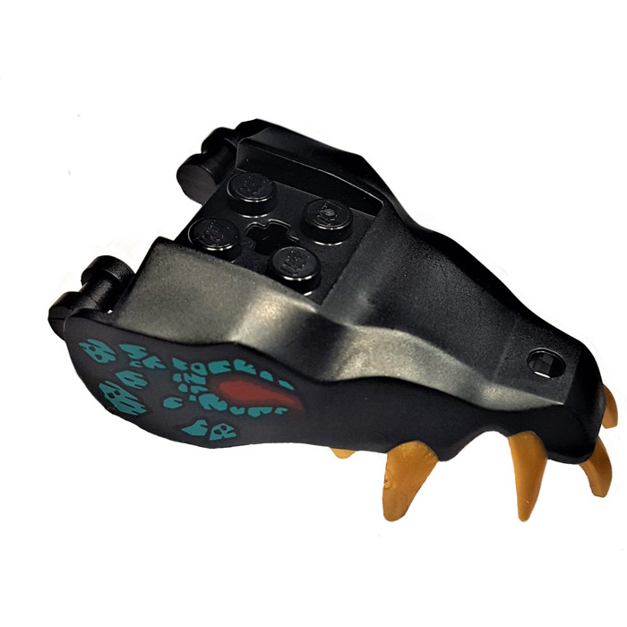 LEGO Dragon Head Jaw with Studs and Gold Teeth with Red Eyes and Dark ...