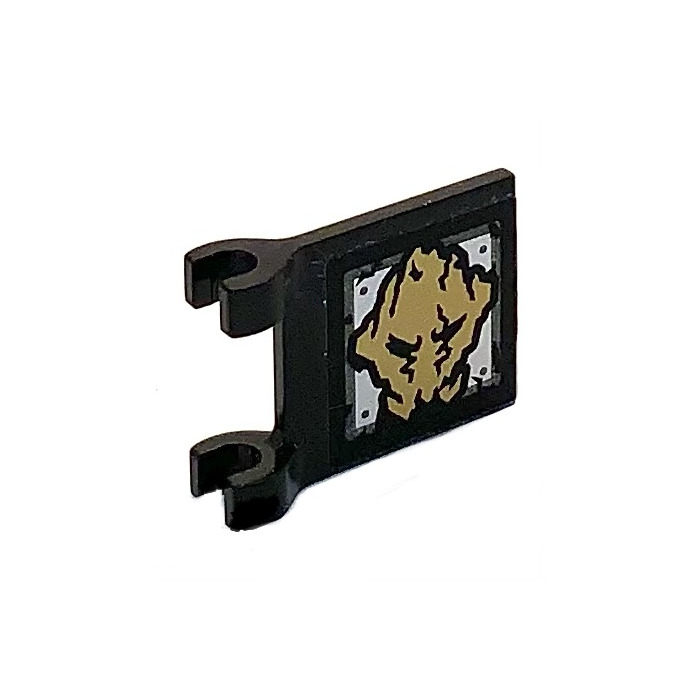 LEGO Black Flag 2 x 2 with Gold Ninjago Earth Emblem on both sides ...