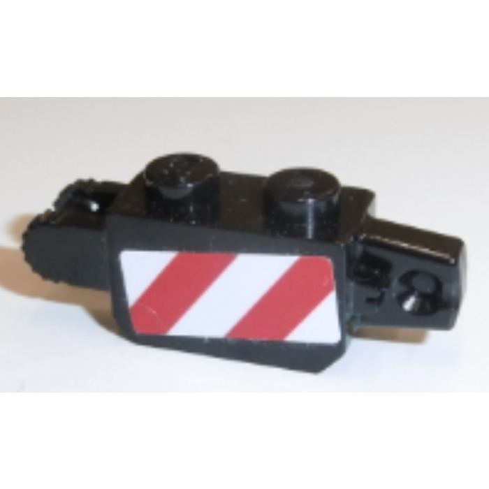 LEGO Hinge Brick 1 x 2 Vertical with red and white danger stripes ...