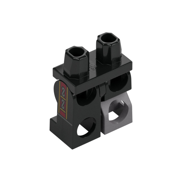 LEGO Black Hips and Legs with Strap and Flat Silver Prosthetic Right ...