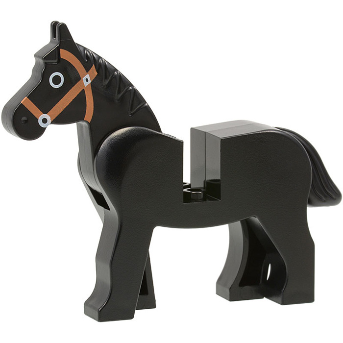 LEGO Horse with Moveable Head with Brown Bridle and White Circled Eyes ...