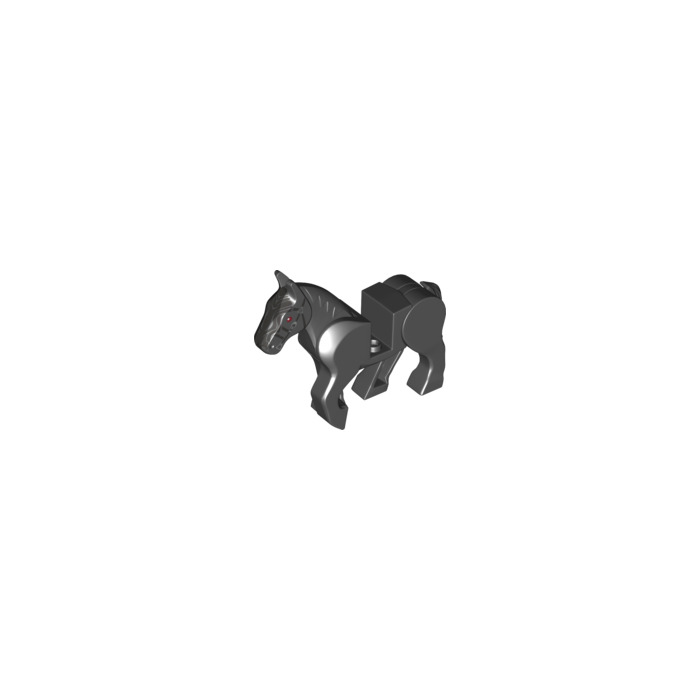 LEGO Black Horse with Moveable Legs with Gray Bridle and Red Eyes ...