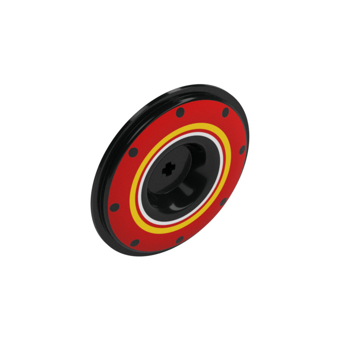 LEGO Black Hub Cap with Axle Hole with Red, Yellow and White Circles ...