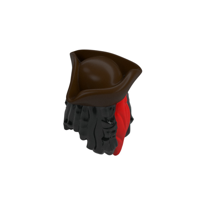 LEGO Black Long Hair with Dreadlocks with Dark Brown Tricorne and Red ...