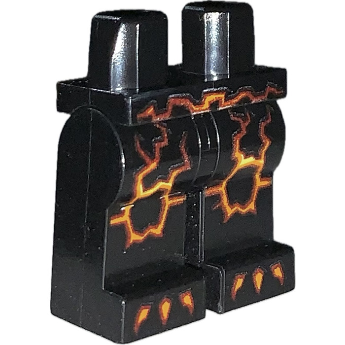 LEGO Black Minifig Hips and Legs with Lava Cracks and Claws Decoration ...
