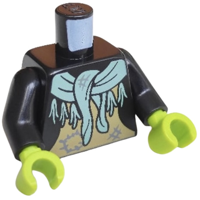 LEGO Black Minifig Torso with Jacket over Dark Tan Apron and Sand Green ...
