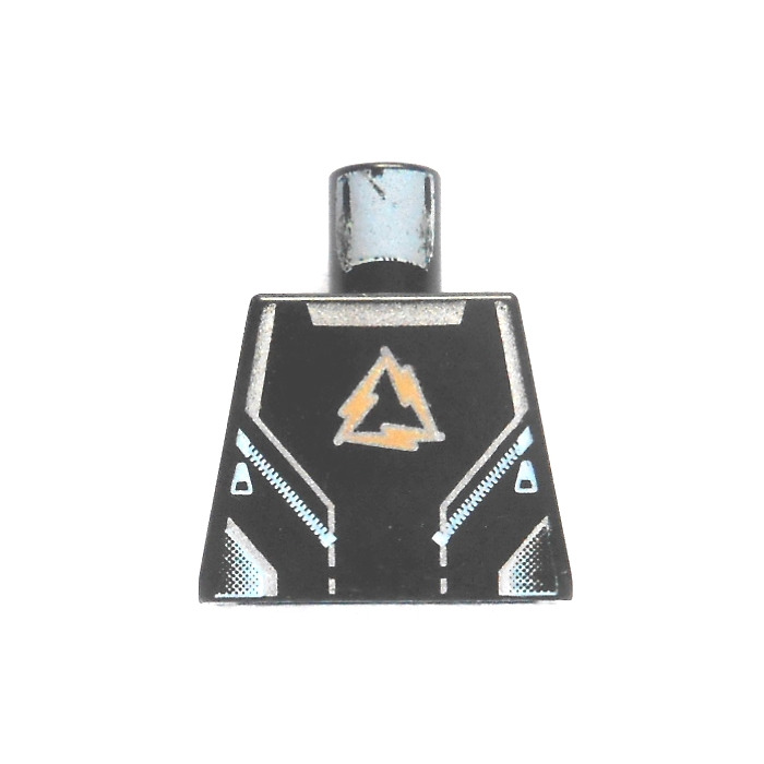 LEGO Black Minifig Torso without Arms with Alpha Team Logo and Zippers ...