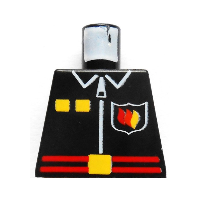 LEGO Black Minifig Torso without Arms with Fire Badge and Zipper (973 ...