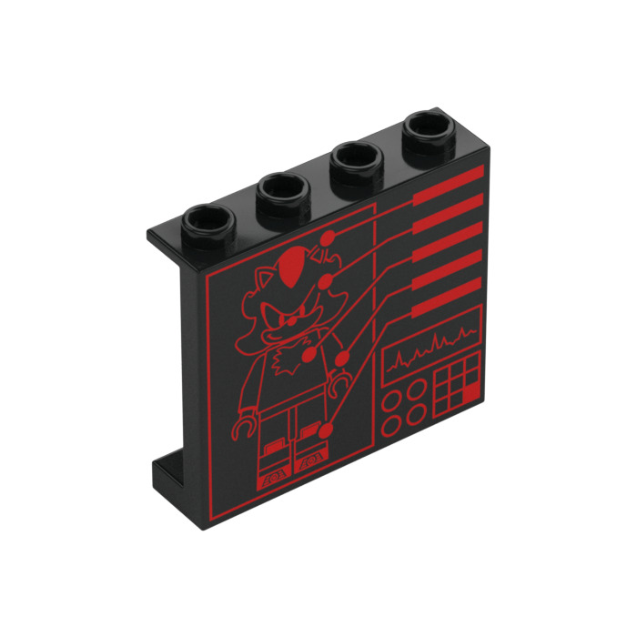 LEGO Panel 1 x 4 x 3 with Sonic Minifigure Diagram with Side Supports ...