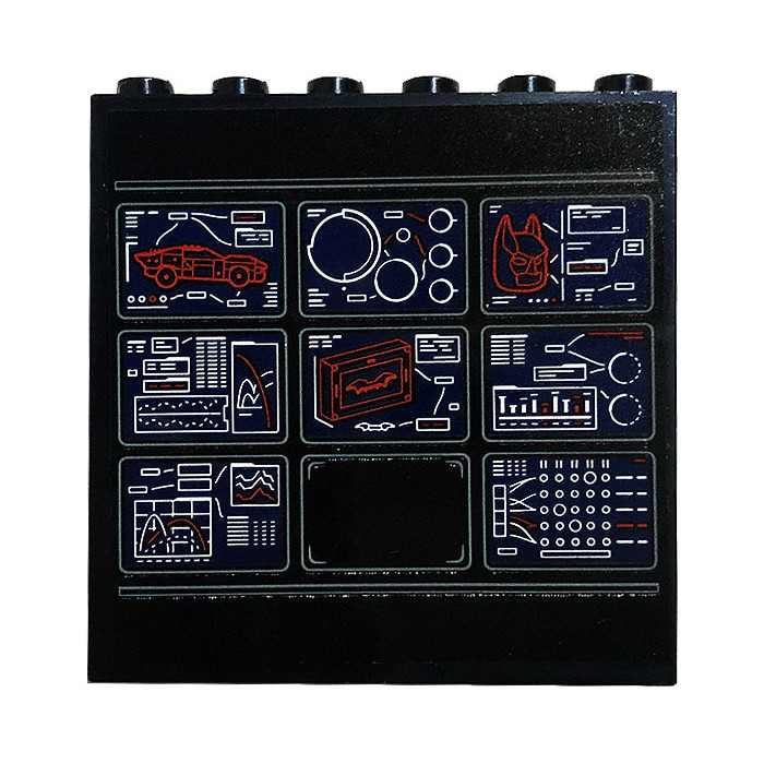 LEGO Black Panel 1 x 6 x 5 with Monitors, Batman Mask Sticker (59349 ...