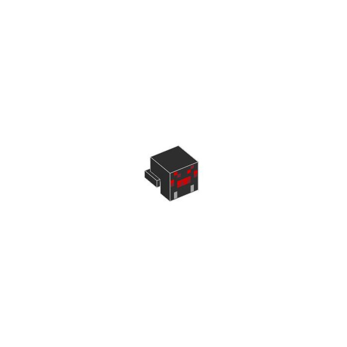 LEGO Black Pixelated Minecraft Animal Head with Spider Face with Red ...