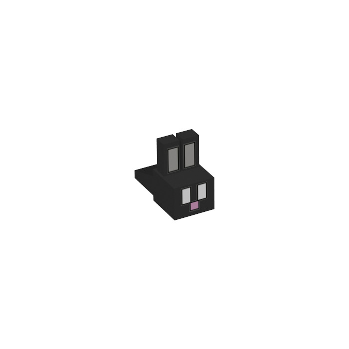 LEGO Black Pixelated Minecraft Rabbit Head with Gray Ears and White Eyes (1020 / 35525) | Brick ...