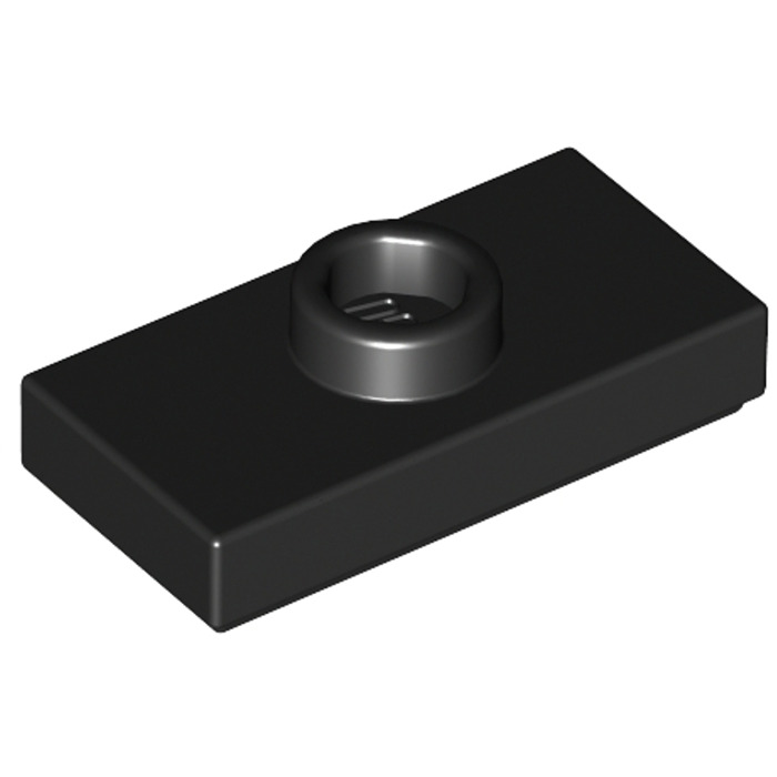 LEGO Black Plate 1 x 2 with 1 Stud (with Groove and Bottom Stud Holder ...