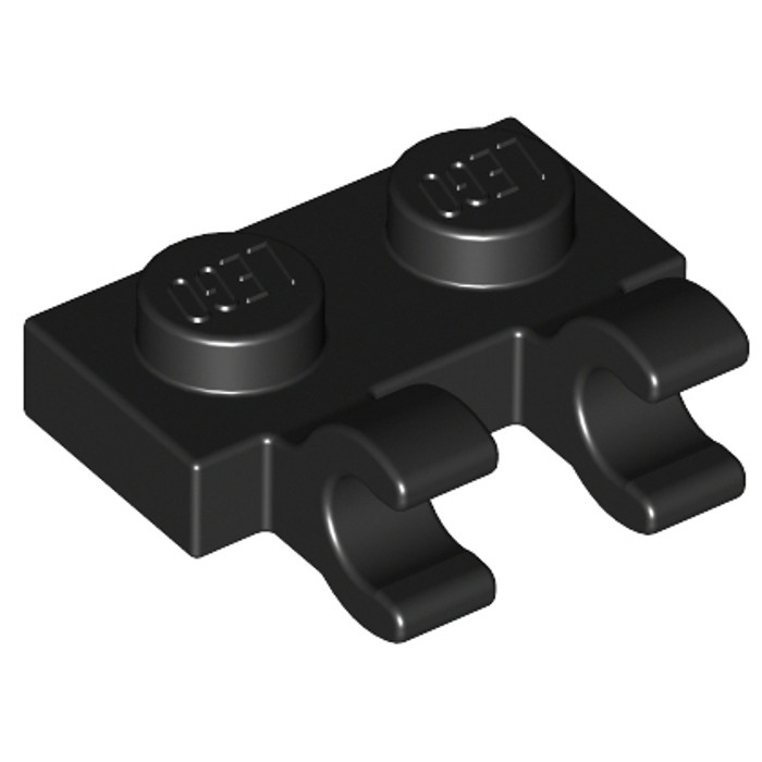 LEGO Black Plate 1 x 2 with Horizontal Clips (Open 'O' Clips) (49563 / ...