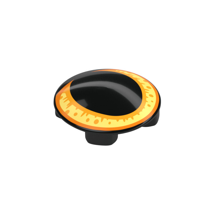 LEGO Black Plate 2 x 2 Round with Rounded Bottom with Orange Eye (2654 ...