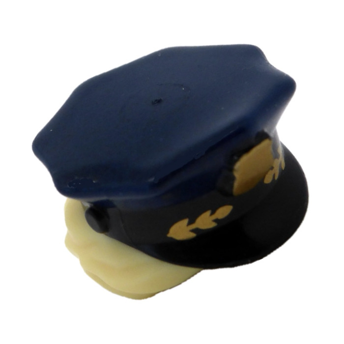 LEGO Police Cap with Bright Light Yellow Hair Bun and Dark Blue Top ...