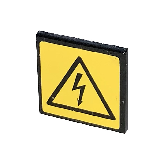 LEGO Roadsign Clip-on 2 x 2 Square with Electricity Danger Sign Sticker ...