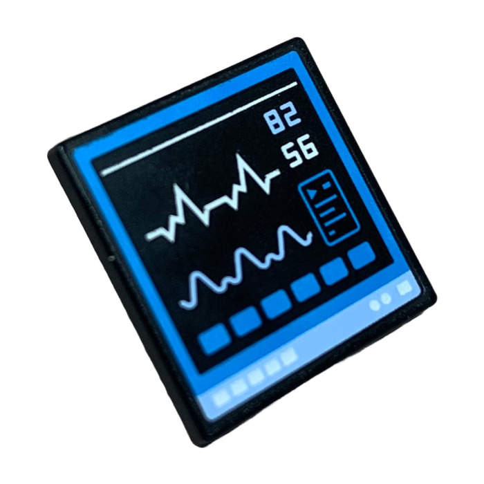 LEGO Black Roadsign Clip-on 2 x 2 Square with Medical Monitor with Open ...