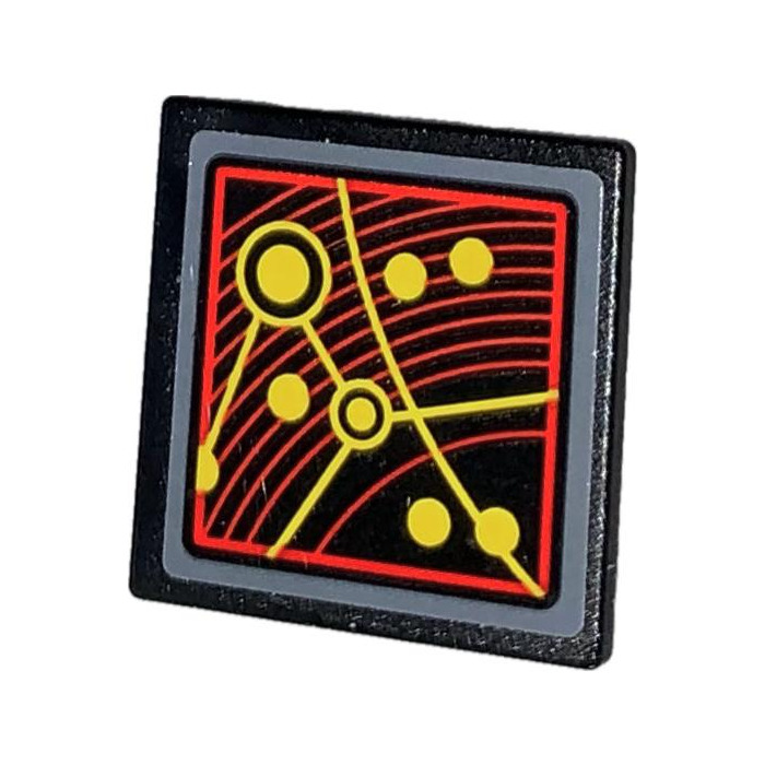 LEGO Black Roadsign Clip-on 2 x 2 Square with Planetary Map Sticker ...