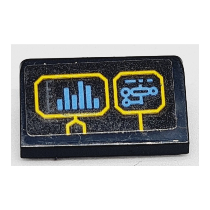 LEGO Black Slope 1 x 2 (31°) with Batcomputer Status Display Sticker ...