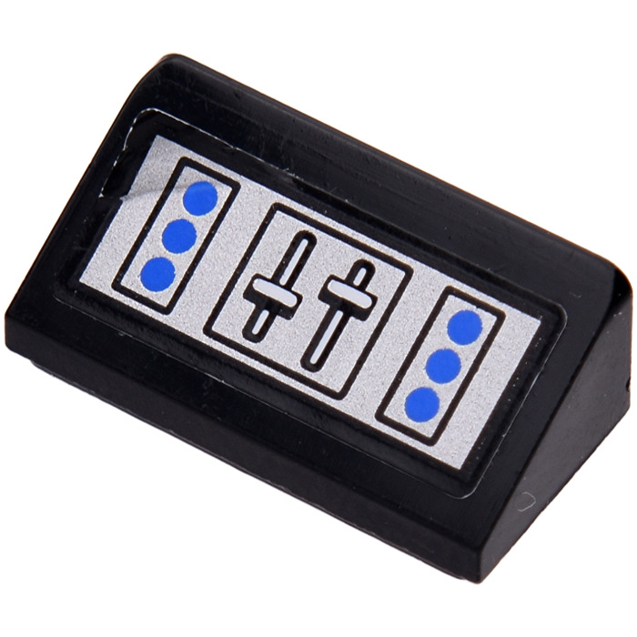 LEGO Black Slope 1 x 2 (31°) with Control Panel 7287 Sticker (85984 ...
