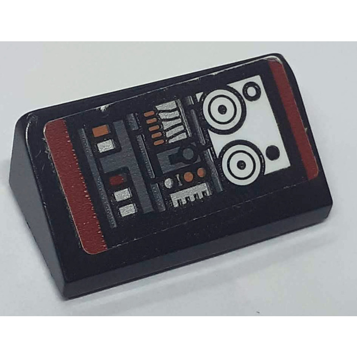 LEGO Black Slope 1 x 2 (31°) with Landspeeder Control Panel Sticker ...