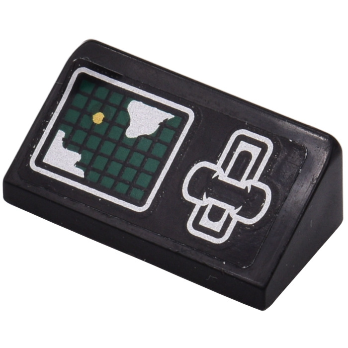 LEGO Black Slope 1 x 2 (31°) with Map & Lever Sticker (85984) | Brick ...