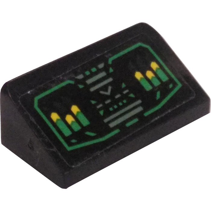 LEGO Black Slope 1 x 2 (31°) with Ninja Mech Control Panel Sticker ...