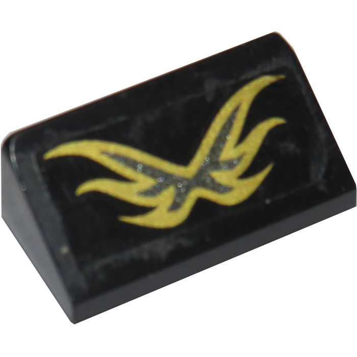 LEGO Black Slope 1 x 2 (31°) with Samurai Mech Gold Forehead Symbol ...