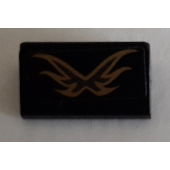 LEGO Black Slope 1 x 2 (31°) with Samurai Mech Gold Forehead Symbol ...