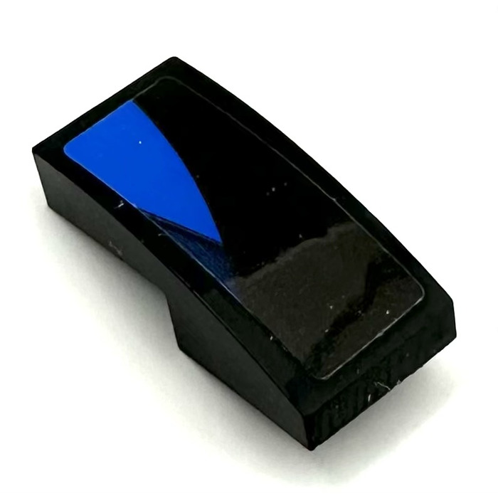 LEGO Black Slope 1 x 2 Curved with blue triangle (right) Sticker (3593 ...