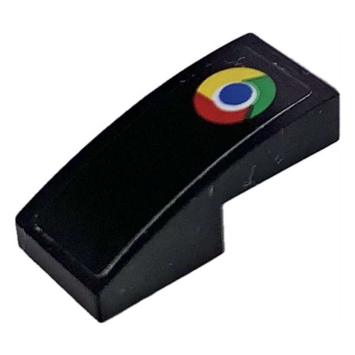 LEGO Slope 1 x 2 Curved with Chrome Logo Sticker (3593) | Brick Owl ...