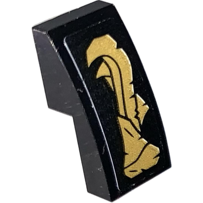 LEGO Black Slope 1 x 2 Curved with Golden Claw (right) Sticker (3593 ...