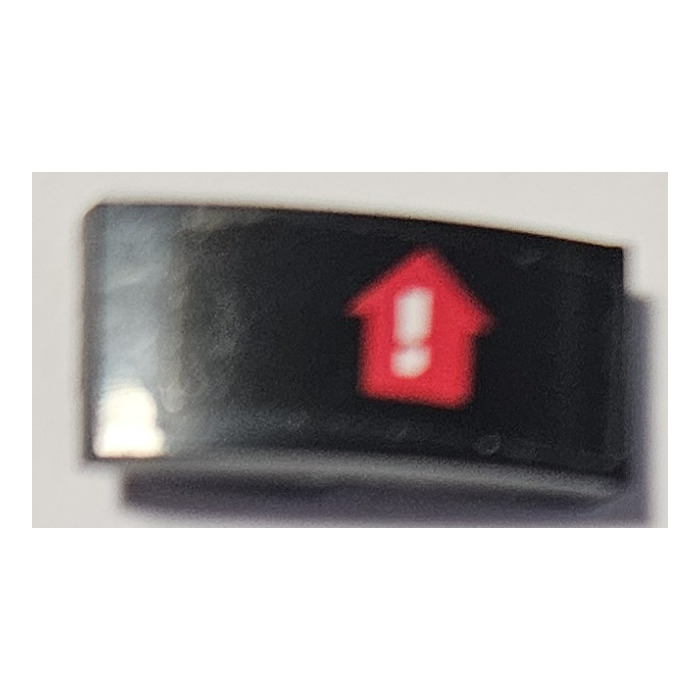 LEGO Black Slope 1 x 2 Curved with Red Arrow and White Exclamation Mark ...