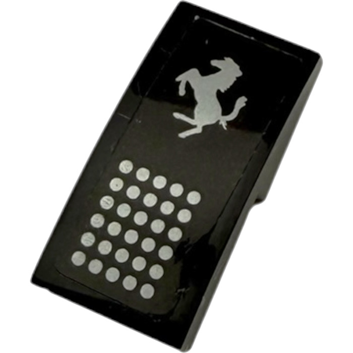 LEGO Slope 1 x 2 Curved with silver 'FERRARI' logo and square with silver dots Sticker | Brick ...