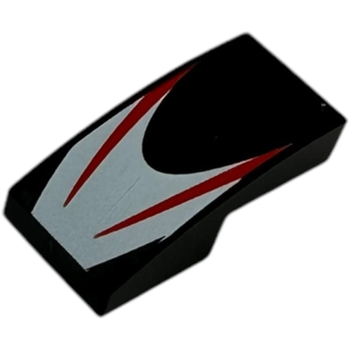 LEGO Slope 1 x 2 Curved with white background and red stripes (3593 ...