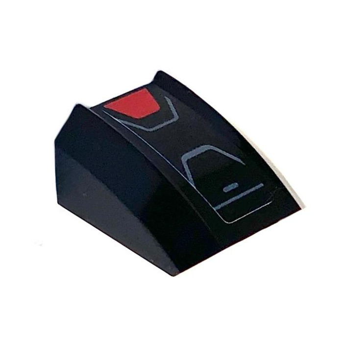 LEGO Black Slope 1 x 2 x 2 Curved with Red Trapezoid Sticker (28659 ...