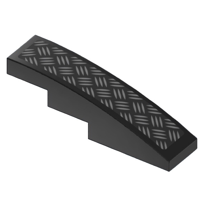 LEGO Black Slope 1 x 4 Curved with Tread Plate Sticker (11153) | Brick ...