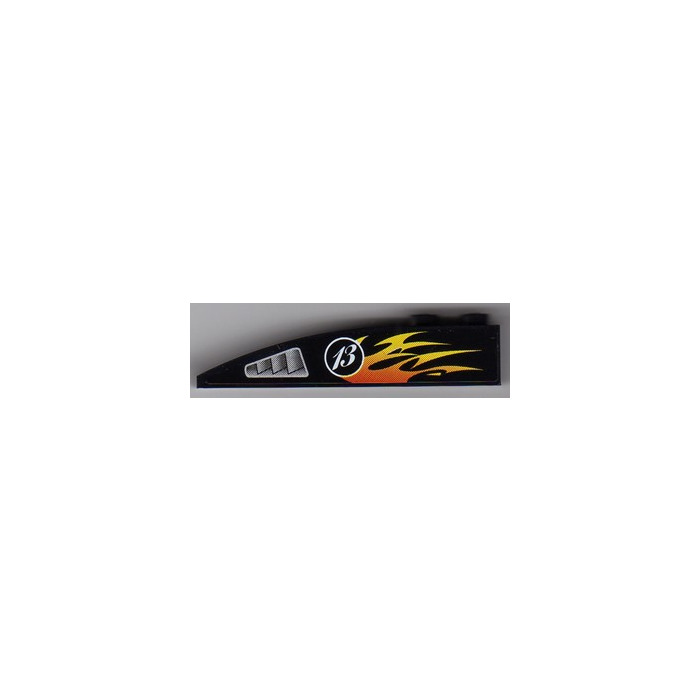 LEGO Slope 1 x 6 Curved with Studs with 13 and flames (left) Sticker ...