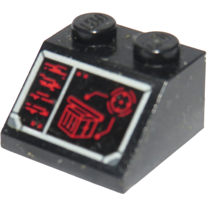 LEGO Black Slope 2 x 2 (45°) with Computer Screen Sticker (3039 ...