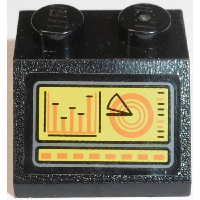 LEGO Slope 2 x 2 (45°) with Computer Screen with Red Dotted Line and ...