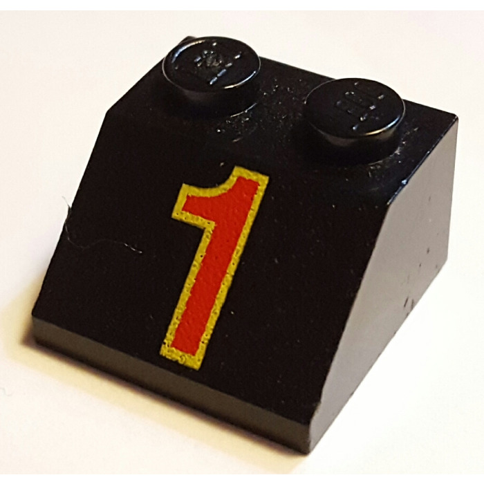 LEGO Black Slope 2 x 2 (45°) with Red and Gold Number 1 (3039 / 82502 ...