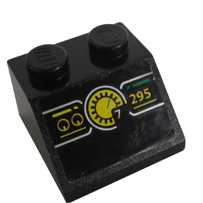 LEGO Black Slope 2 x 2 (45°) with Tachometer and Yellow '295' Sticker ...