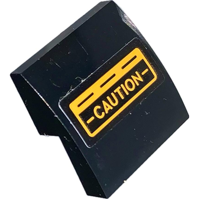 LEGO Black Slope 2 x 2 Curved with Caution Sticker (15068) | Brick Owl ...