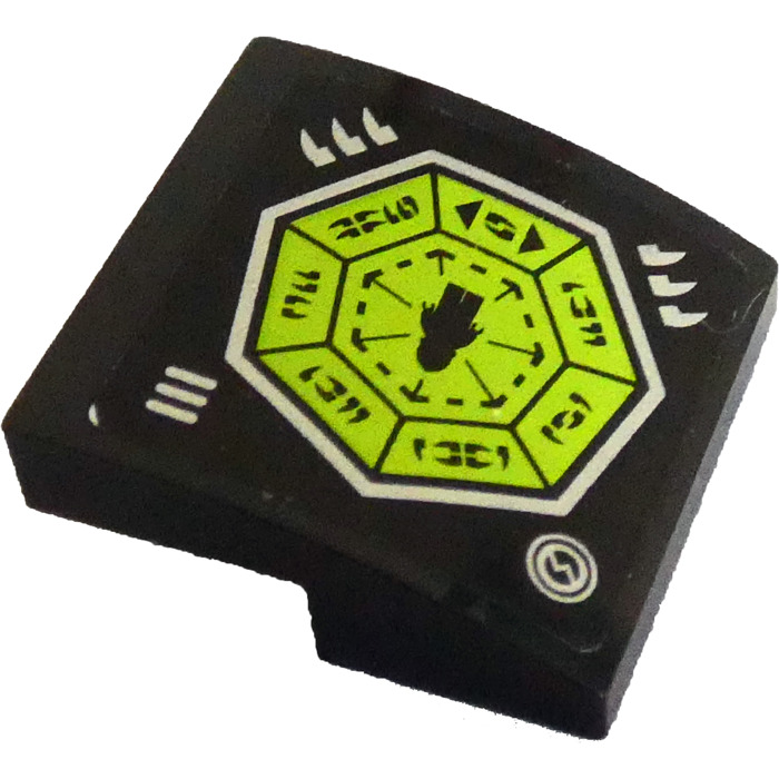 LEGO Black Slope 2 x 2 Curved with Lime Heptagon Sticker (15068 ...