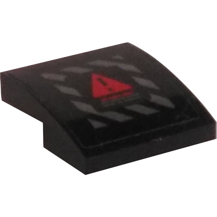 LEGO Black Slope 2 x 2 Curved with Red Hazard Warning Sticker (15068 ...