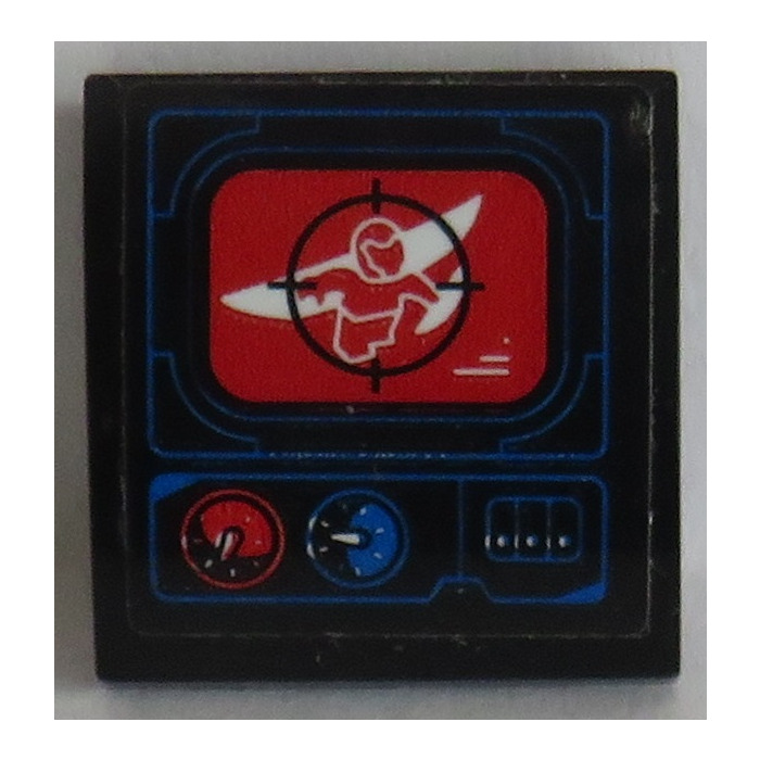 LEGO Black Slope 2 x 2 Curved with Red HUD Screen and Gauges Sticker ...